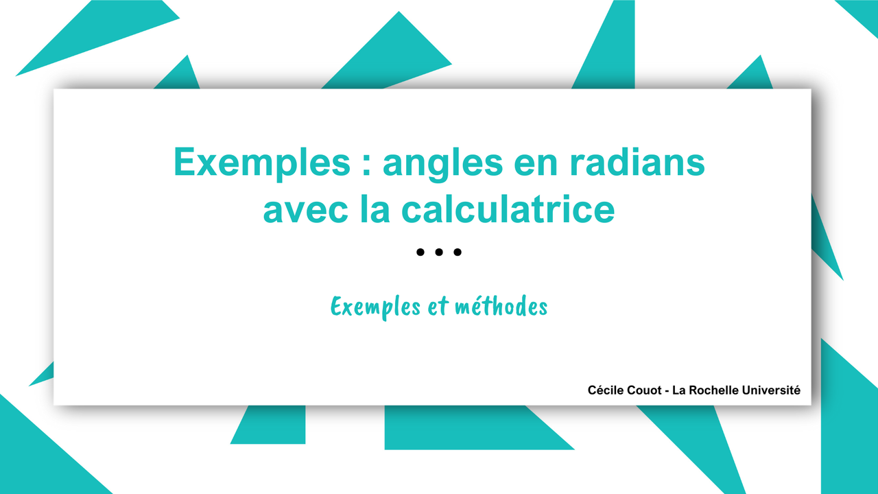POD - Exemples : Angles En Radians Avec La Calcula…