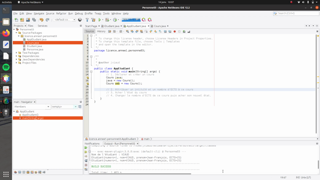 POD - [Java] [Td-01] 3.2 Classe Cours (Utilisation)